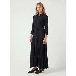 Hemdblusenkleid Y.A.S "YASSAVANNA LONG SHIRT DRESS", Damen, Gr. XL, N-Gr, schwarz, Web, Obermaterial: 100% Viskose, unifarben, relaxed fit lang, Kleider, Sommerkleid, mit 3/4 &Auml;rmel