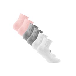 Kurzsocken Rohner Socks "Socken Rohner Basic Sport Quarter 3er pack 3er Pack", Herren, Gr. 35-38, bunt (wei&szlig;, grau, rosa), Obermaterial: 75% Baumwolle CO. 23% Polyamid PA. 2% Elasthan EL., Socken