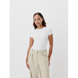 T-Shirt LEGER "Cindy, LeGer by Lena Gercke", Damen, Gr. 38, wei&szlig;, Feinripp, Obermaterial: 95% Viskose, 5% Elasthan, unifarben, figurbetont normal, Rundhals, eingesetzt abgesteppte Kante, Shirts T-Shirt, Figurbetont mit Rundhalsausschnitt