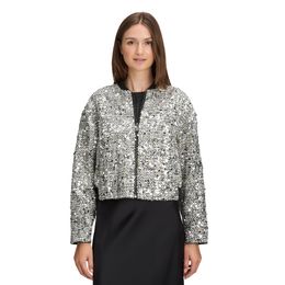 BETTY & CO Jackenblazer BETTY & CO "Damen mit Pailletten", Damen, Gr. 34, gr&uuml;n (schwarz, silber), Obermaterial: 100% Polyester; Futter: 100% Polyester, oversize normal, Rundhals, Blazer