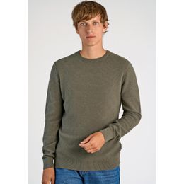Strickpullover LINDBERGH "Strickpullover Relaxed Fit", Herren, Gr. S, army, Obermaterial: 60% Baumwolle, 40% Polyester, unifarben, Rundhals, Pullover Strickpullover