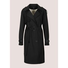 Madeleine Mode Trenchcoat MADELEINE "Trenchcoat Eleganter Doppelreiher mit G&uuml;rtel", Damen, Gr. 34, schwarz, Obermaterial: 80% Polyester PES. 20% Viskose CV., Modern, tailliert, M&auml;ntel, Einseitiger Kollar