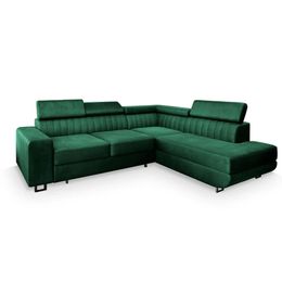 MASSENO Ecksofa mit Schlaffunktion Nola gr&uuml;n Ma&szlig;e (cm): B: 253 H: 88 &raquo; M&ouml;bel Kraft