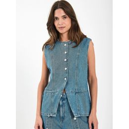 Kurzweste NORR "NORR Vest Kenzie", Damen, Gr. 36, medium blau denim, Obermaterial: 100% Baumwolle, Westen