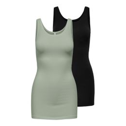 Tanktop Only "ONLLIVE &ndash; Slim-Fit Tanktops mit Stretch f&uuml;r optimalen Sitz", Damen, Gr. XL (42), gr&uuml;n (desert sage pack:schwarz), Jersey, Obermaterial: 95% Baumwolle, 5% Elasthan, unifarben, slim fit Po-bedeckend, Rundhals, Tops Tanktop, slim fit, casual, Jersey, Baumwollmischung, Rundhals