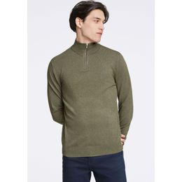 Troyer LINDBERGH "Troyer Slim Fit", Herren, Gr. L, gr&uuml;n (army mel), Obermaterial: 80% Viskose, 20% Nylon, hoch geschlossener Ausschnitt, Pullover Troyer