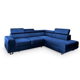 MASSENO Ecksofa mit Schlaffunktion Nola blau Ma&szlig;e (cm): B: 253 H: 88 Sofas > Sofas nach Material > Stoffsofas &raquo; Sofa DE