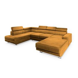 MASSENO Wohnlandschaft mit Schlaffunktion Siena gelb Ma&szlig;e (cm): B: 335 H: 89 Sofas > Sofas nach Material > Stoffsofas &raquo; Sofa DE