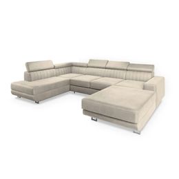 MASSENO Wohnlandschaft mit Schlaffunktion Siena creme Ma&szlig;e (cm): B: 335 H: 89 Sofas > Sofas nach Material > Stoffsofas &raquo; Sofa DE