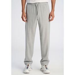 Stoffhose LINDBERGH "Freizeithose Relaxed Fit", Herren, Gr. L, grau (lt grau mix), Obermaterial: 65% Polyester, 31% Viskose, 4% Elasthan, relaxed fit, Hosen Stoffhose