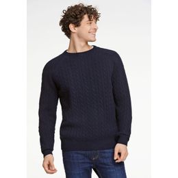 Strickpullover LINDBERGH "Strickpullover Relaxed Fit", Herren, Gr. L, navy, Obermaterial: 80% Wolle, 20% Nylon, Rundhals, Pullover Strickpullover