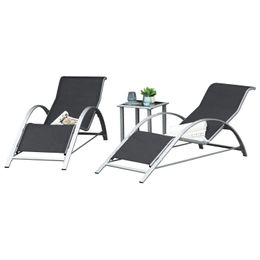 Outsunny Gartenliegen, 3-teilig, mit Tisch, schwarz 100350780