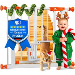 Kesser KIDIZ&reg; Absperrgitter zum Klemmen mit Katzenklappe, T&uuml;rschutzgitter, Autoclose Kinder Treppengitter ohne Bohren 90&deg; Stopp Schutz, schwenkbar, Treppenschutzgitter