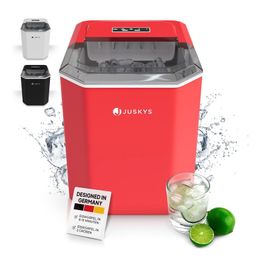 Juskys Eisw&uuml;rfelmaschine IceOracle - Eisw&uuml;rfel in wenigen Minuten - 12 kg/Tag - 2 Gr&ouml;&szlig;en - Rot