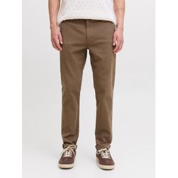 Jack & Jones Chinos JACK & JONES "JPSTMARCO JJFURY ANA", Herren, Gr. 31, L&auml;nge 32, braun (rain drum), Web, Obermaterial: 98% Baumwolle, 2% Elasthan, unifarben, slim fit normal, Hosen Chinos, Baumwollmischung, slim fit