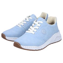 Sneaker Rieker, Damen, Gr. 39, hellblau, Nubuklederimitat, unifarben, Schuhe Sneaker, mit MemoSoft-Innensohle, Freizeitschuh, Halbschuh, Schn&uuml;rschuh