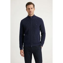 Strickjacke Fynch-Hatton, Herren, Gr. XXL, navy, Strick, Obermaterial: 100% Baumwolle, unifarben, normal h&uuml;ftbedeckend, V-Ausschnitt, Flachstrickb&uuml;ndchen, Strickjacken Strickjacke, normale Passform, mit Stehkragen, f&uuml;r l&auml;ssigen College-Look