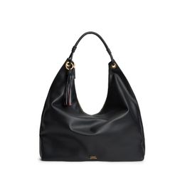Hobo Tommy Hilfiger "TH STATEMENT LEATHER HOBO", Damen, Gr. B/H/T: 45cm x 37,5cm x 10cm, schwarz, Leder, unifarben, Taschen Hobo, Damen Umh&auml;ngetasche, Schultertasche, Handtasche mit Logoschriftzug