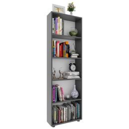 Standregal Vcm "Holz B&uuml;ro Regal B&uuml;cher Ordner Aktenregal Bulas 5f", schwarz (anthrazit), B:56cm T:20cm, Regale, Standregal