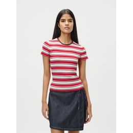 T-Shirt LEGER "Danielle, LeGer by Lena Gercke", Damen, Gr. 42, rot gestreift, Rippware, Obermaterial: 75% Viskose, 25% Polyester, geringelt, Rundhals, Shirts T-Shirt, schmale Passform, mehrfarbig geringelt