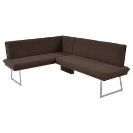 K+w Komfort & Wohnen Eckbank K+W KOMFORT & WOHNEN, braun (dunkelbraun), H:86cm T:60cm, Sitzb&auml;nke, Eckbank, mit Sattlernaht und schmaler Kufe, langer Schenkel rechts oder links