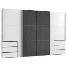 Schwebet&uuml;renschrank wimex "Level by fresh to go", wei&szlig; (wei&szlig;, grauglas), B:350cm H:236cm T:65cm, Schr&auml;nke, Schwebet&uuml;renschrank, mit Glast&uuml;ren und Synchron&ouml;ffnung