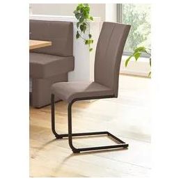 Freischwinger Home Affaire "Nils", braun (cappuccino), B:42,5cm H:100cm T:60cm, Holzwerkstoff, Metall, Polyester, St&uuml;hle, Freischwinger, Stuhl belastbar bis 120 Kg, Gestell Metall im Chrom-Look oder Schwarz