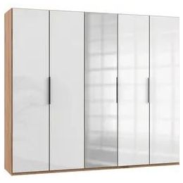 Kleiderschrank wimex "Level by fresh to go", braun (plankeneichefarben, wei&szlig;glas), B:250cm H:216cm T:58cm, Schr&auml;nke, Kleiderschrank Dreht&uuml;renschrank, mit Glas- und Spiegelt&uuml;ren
