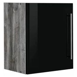 H&auml;ngeschrank KOCHSTATION "KS-Samos", schwarz (schwarz hochglanz, eiche vintage), B:50cm H:57cm T:34cm, Schr&auml;nke, H&auml;ngeschrank, 50 cm breit