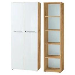 B&uuml;rom&ouml;bel-Set Germania "GW-Monteria", wei&szlig; (eiche, wei&szlig;), B:130cm H:196cm T:37cm, Arbeitsm&ouml;bel-Sets, B&uuml;rom&ouml;bel-Set