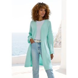 Longstrickjacke Vivance, Damen, Gr. 1, mint, Strick, Obermaterial: 77% Polyacryl, 19% Polyester, 4% Elasthan, unifarben, figurumspielend Po-bedeckend, ohne Ausschnitt, Rippstrickb&uuml;ndchen, Strickjacken Longstrickjacke, Topseller