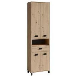 Hochschrank ByLiving "Wellness", braun (artisan eichefarben), B:54cm H:193cm T:31cm, FSC-zertifizierter Holzwerkstoff, Schr&auml;nke, Hochschrank, Badezimmer Hochschrank mit 4 T&uuml;ren und Schubkasten f&uuml;r viel Stauraum