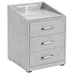 Nachtkonsole ED EXCITING DESIGN "Moon", grau (hellgrau, uran 01 silber), B:47cm H:61cm T:46cm, Sideboards, Nachtkonsole, mit LED-Beleuchtung und USB-Anschluss & USB-C-Anschluss