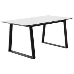 Esstisch HAMMEL FURNITURE "Meza Designtisch mit Auszugsfunktion und 2 Einlegeplatten", wei&szlig; (wei&szlig;, schwarz), B:210cm H:73,5cm T:100cm, Tischplatte: Wei&szlig; laminat (MDF-Kante natur), Gestell: Pulverbeschichtetes schwarzes Metall, RAL9005 matt;Mit nanobehandeltem Laminat, einer matten, seidigen Oberfl&auml;che, die Fingerabdr&uuml;cke abweist und langlebig und hygienisch ist;Mit nanobehandeltem Laminat, einer m