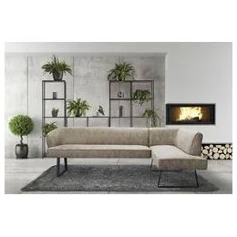 Eckbank exxpo - SOFA FASHION "Americano", braun (cappuccino), B:249cm H:83cm T:157cm, Sitzb&auml;nke, Eckbank, mit Keder und Metallf&uuml;&szlig;en, Bezug in verschiedenen Qualit&auml;ten