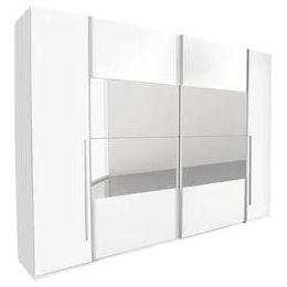 Schwebet&uuml;renschrank Schlafkontor "Kleiderschrank Dreht&uuml;renschrank Schrank Garderobe MEGA", wei&szlig;, B:312cm H:226cm T:60,3cm, Holzwerkstoff, Schr&auml;nke, Schwebet&uuml;renschrank, mit Dreh- und Schwebet&uuml;ren und Spiegel, viele B&ouml;den