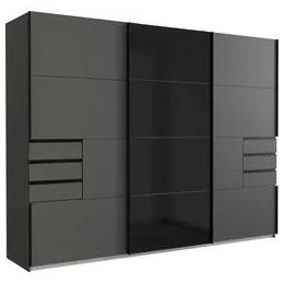 Schwebet&uuml;renschrank wimex "Barcelona", schwarz (graphit, mittelt&uuml;r glas schwarz), B:270cm H:208cm T:65cm, Holzwerkstoff, Schr&auml;nke, Schwebet&uuml;renschrank, mit Glaselementen und Schubladen