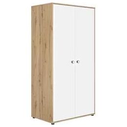 Kleiderschrank GALIPETTE "Arthur", braun (eiche artisan, wei&szlig;), B:93cm H:184cm T:56cm, Holzwerkstoff, Schr&auml;nke, Kinderkleiderschrank Kleiderschrank Dreht&uuml;renschrank, mit 2 Einlegeb&ouml;den und Kleiderstange
