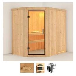 Sauna Karibu "Swantje", beige (naturbelassen), Saunaofen, integrierte Steuerung, 3,6 kW, Saunen, Ofen 3,6 kW intgr. Strg