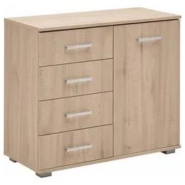 Kombikommode Priess "Barcelona mit 4 Schubk&auml;sten und T&uuml;r in 6 Farben", braun (edelbuchefarben), B:82cm H:71cm T:38cm, Holzwerkstoff, Sideboards, Kombikommode