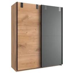 Schwebet&uuml;renschrank wimex "Liverpool, Made in Germany", grau (plankeneiche, nachbildung, abgesetzt graphitfarben), B:135cm H:198cm T:64cm, Schr&auml;nke, Schwebet&uuml;renschrank, Kleiderschrank im Industrial Look, 135 oder 180x64x198cm