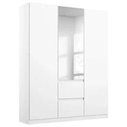 Dreht&uuml;renschrank Rauch "Kleiderschrank Schrank Garderobe W&auml;scheschrank Ankleide NIDDA", wei&szlig;, B:136cm H:197cm T:54cm, Holzwerkstoff, Schr&auml;nke, Dreht&uuml;renschrank, mit vollfl&auml;chig aufgelegten Spiegel grifflose Front MADE IN GERMANY