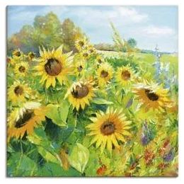 Wandbild Artland "Sommerwiese mit Sonnenblumen", gelb (farbe bild(er): gelb), B:70cm H:70cm, Bilder, als Leinwandbild, Poster in verschied. Gr&ouml;&szlig;en