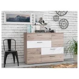 Kommode FORTE "Skive", beige (sandeiche, wei&szlig;), B:125cm H:95,9cm T:41,3cm, Sideboards, Kommode, Breite ca. 125 cm