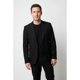 Sakko LINDBERGH, Herren, Gr. XXL, schwarz, Web, Obermaterial: 65% Polyester, 31% Viskose, 4% Elasthan. Futter: 100% Polyester, meliert, unifarben, normal h&uuml;ftbedeckend, tiefer V-Ausschnitt, Sakkos Sakko, mit Viskose und Stretch, in melierter Optik