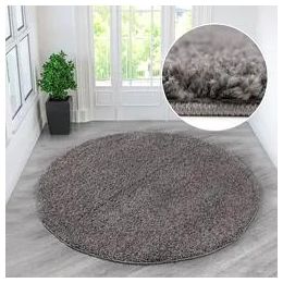 Teppich OTTO HOME "Shaggy 30" Gr. 9, grau (stone), H:30mm &Oslash;:140cm, Kunstfaser, Teppiche, Teppich, Teppich in Uni-Farben, besonders weich und kuschelig, Wohnzimmer