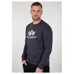 Sweatshirt Alpha Industries "Basic Sweater", Herren, Gr. L, blau (navy), angeraute Sweatware, Obermaterial: 80% Baumwolle, 20% Polyester, bedruckt, normal normal, Rundhals, Rippb&uuml;ndchen, Sweatshirts Sweatshirt, Baumwollmischung, regular fit