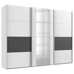 Schwebet&uuml;renschrank wimex "Barmbek Schlafzimmerschrank Garderobenschrank", wei&szlig; (wei&szlig;, graphit, spiegel), B:313cm H:236cm T:64cm, Holzwerkstoff, Schr&auml;nke, Schwebet&uuml;renschrank, Kleiderschrank mit 2 Stoffboxen und 2 zus&auml;tzlichen B&ouml;den, Spiegelt&uuml;r