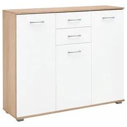 Kombikommode Priess "Barcelona mit 4 Schubk&auml;sten und T&uuml;r in 6 Farben", wei&szlig; (struktureichefarben hell, wei&szlig;), B:123cm H:103cm T:38cm, Holzwerkstoff, Sideboards, Kombikommode