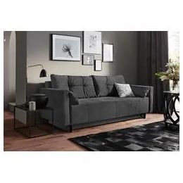Schlafsofa Collection AB "Solar, B: 225 cm, Liegel. 136x200 cm", grau, B:225cm H:80cm T:86cm, Luxus-Microfaser (100% Polyester);Zierkissen (100% Polyester), Sofas, Schlafsofa, Bettfunktion, Bettkasten & 1 Zierkissen, Federkern
